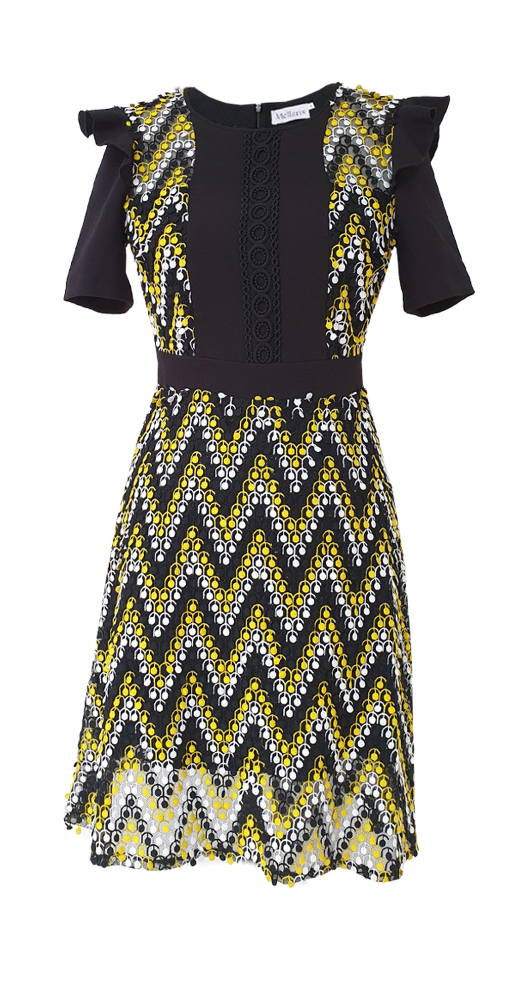 Melissa Dress DRL220 Black/Lace Contrast Sample, Size 8 UK – MELLARIS